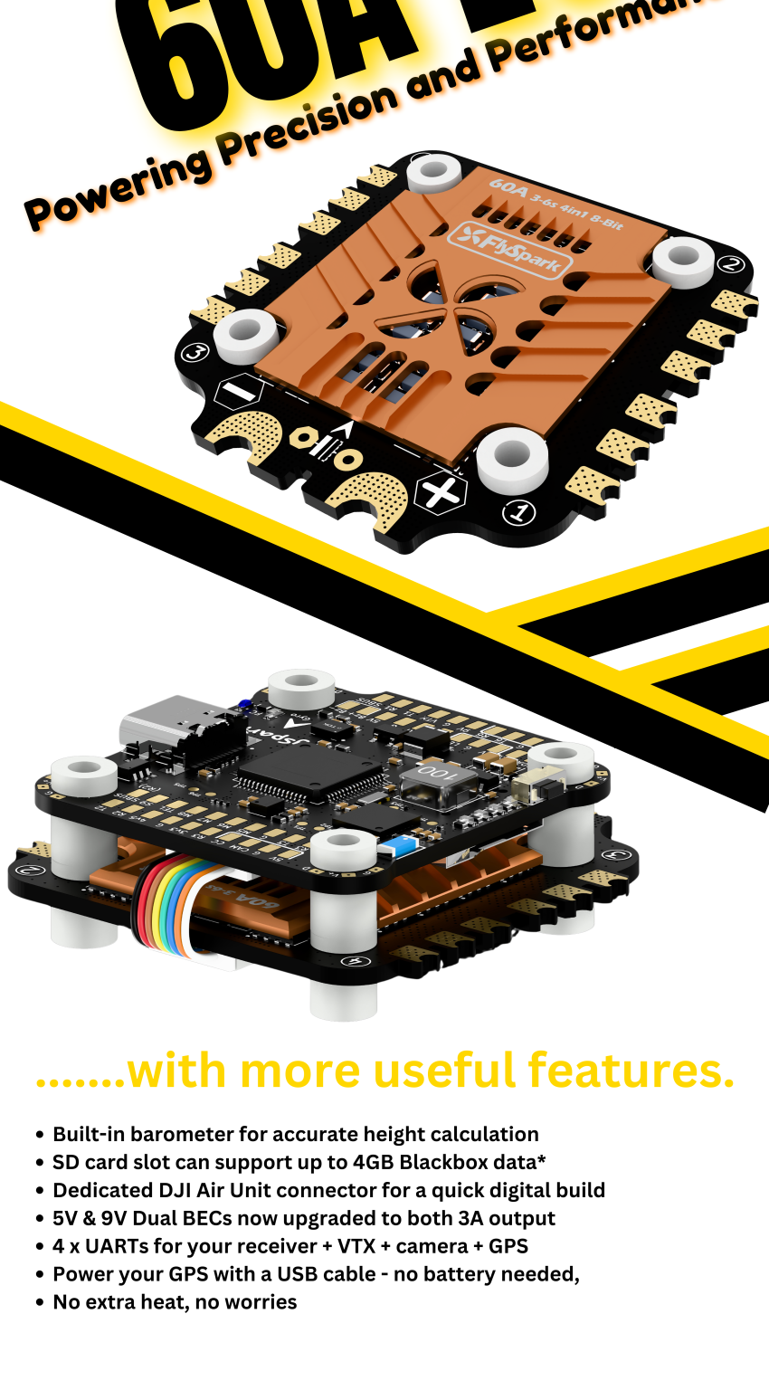 FlySpark F4 V1 BLS 60A 30×30 FC & ESC Stack - FPVMatrix